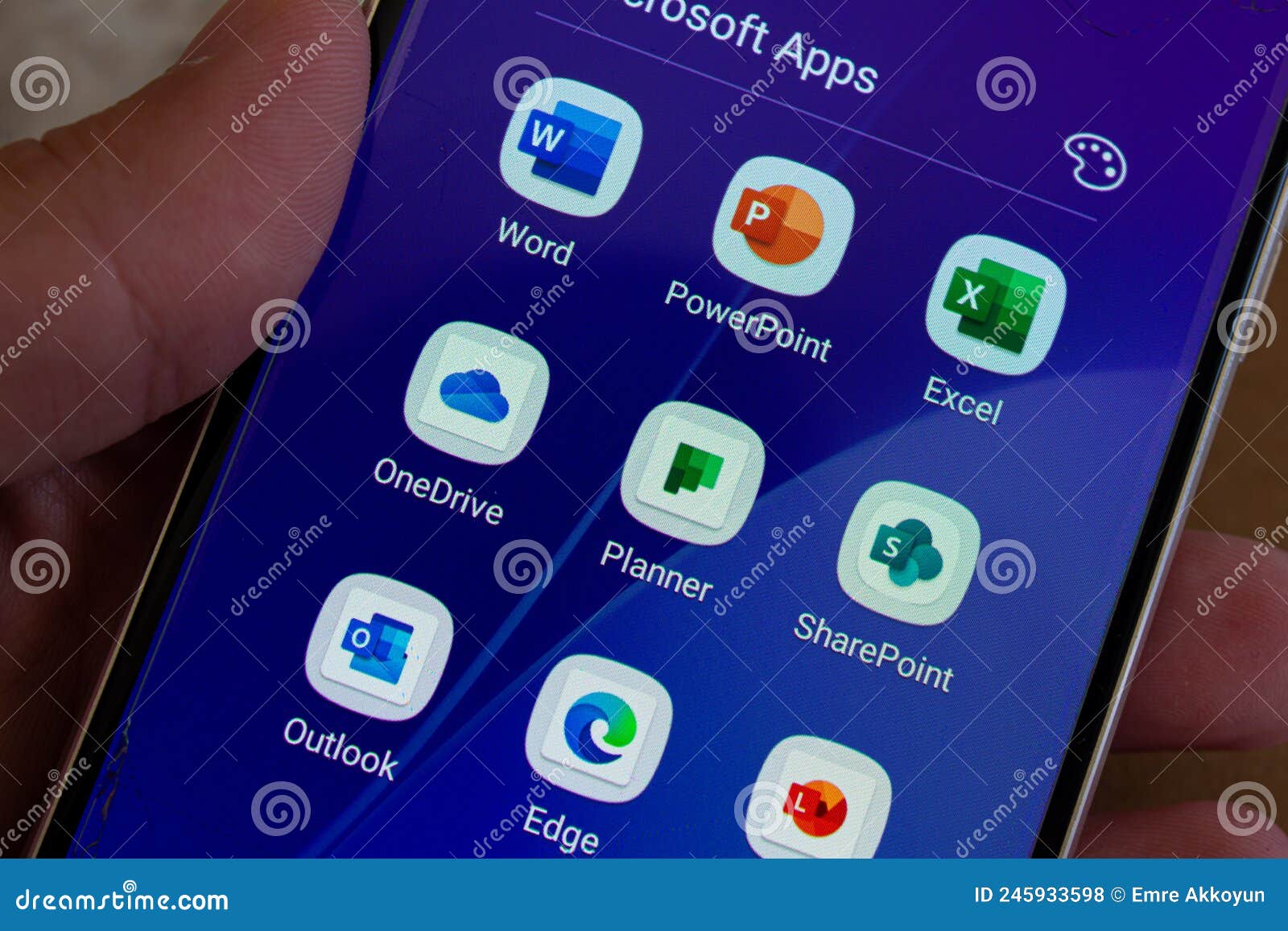 Microsoft Mobile Application Icons on Phone Screen Editorial Stock ...