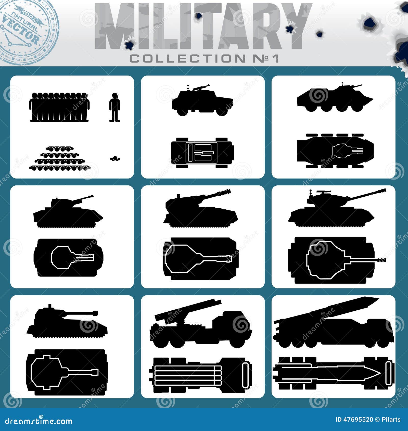 Various Military Vehicles. Vector Icons Stock Vector - Illustration of ...