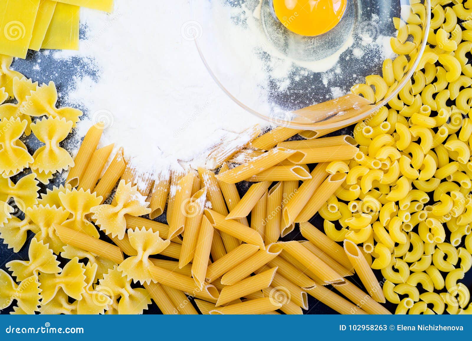 Mix of pasta stock image. Image of assortment, mixed - 102958263