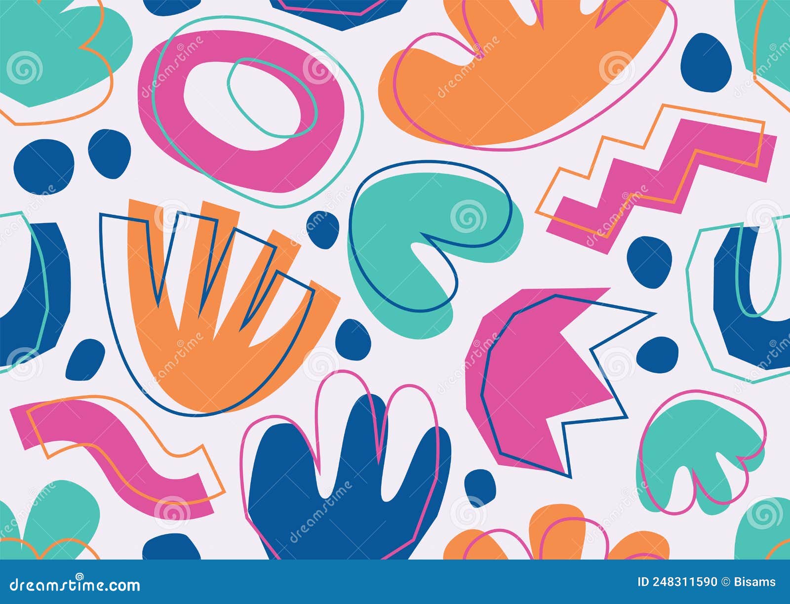 Various Modern Free Form Shapes and Doodle Objects Seamless Pattern ...