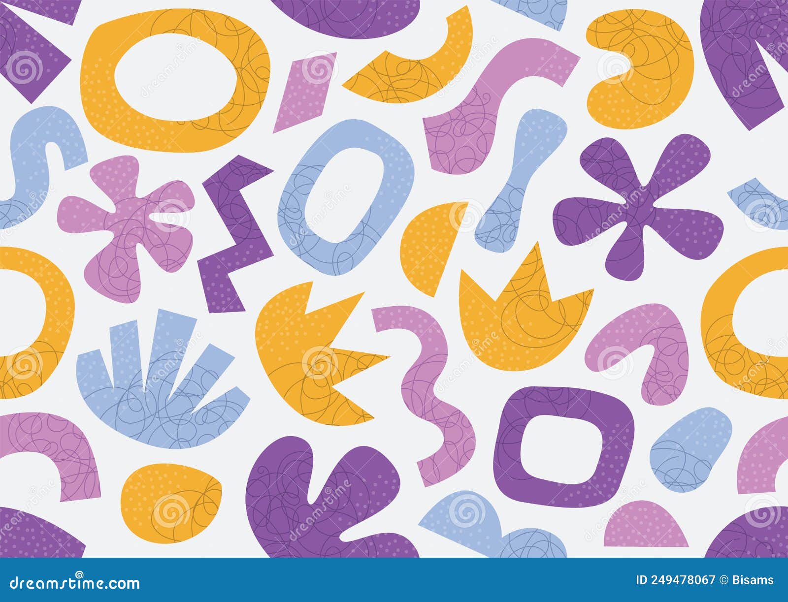 Various Modern Free Form Shapes and Doodle Objects Seamless Pattern ...