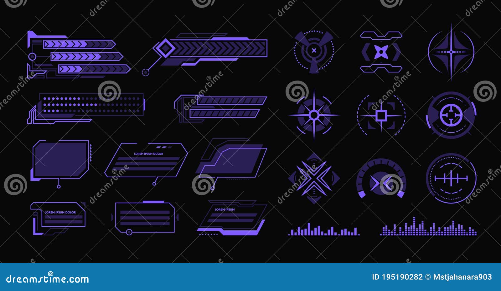 Various Modern Hud Flat Elements Set Stock Vector - Illustration of frame, dashboard: 195190282