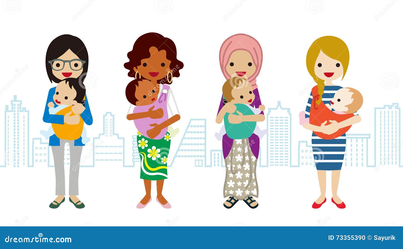 Various Mom and Baby -Multi-Ethnic Group Stock Vector - Illustration of ...