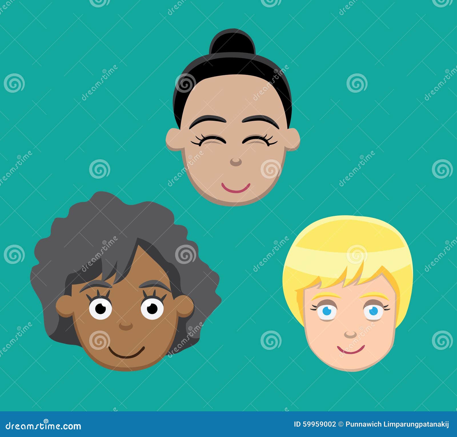 Various Mom Faces Vector Illustration Stock Vector - Illustration of ...