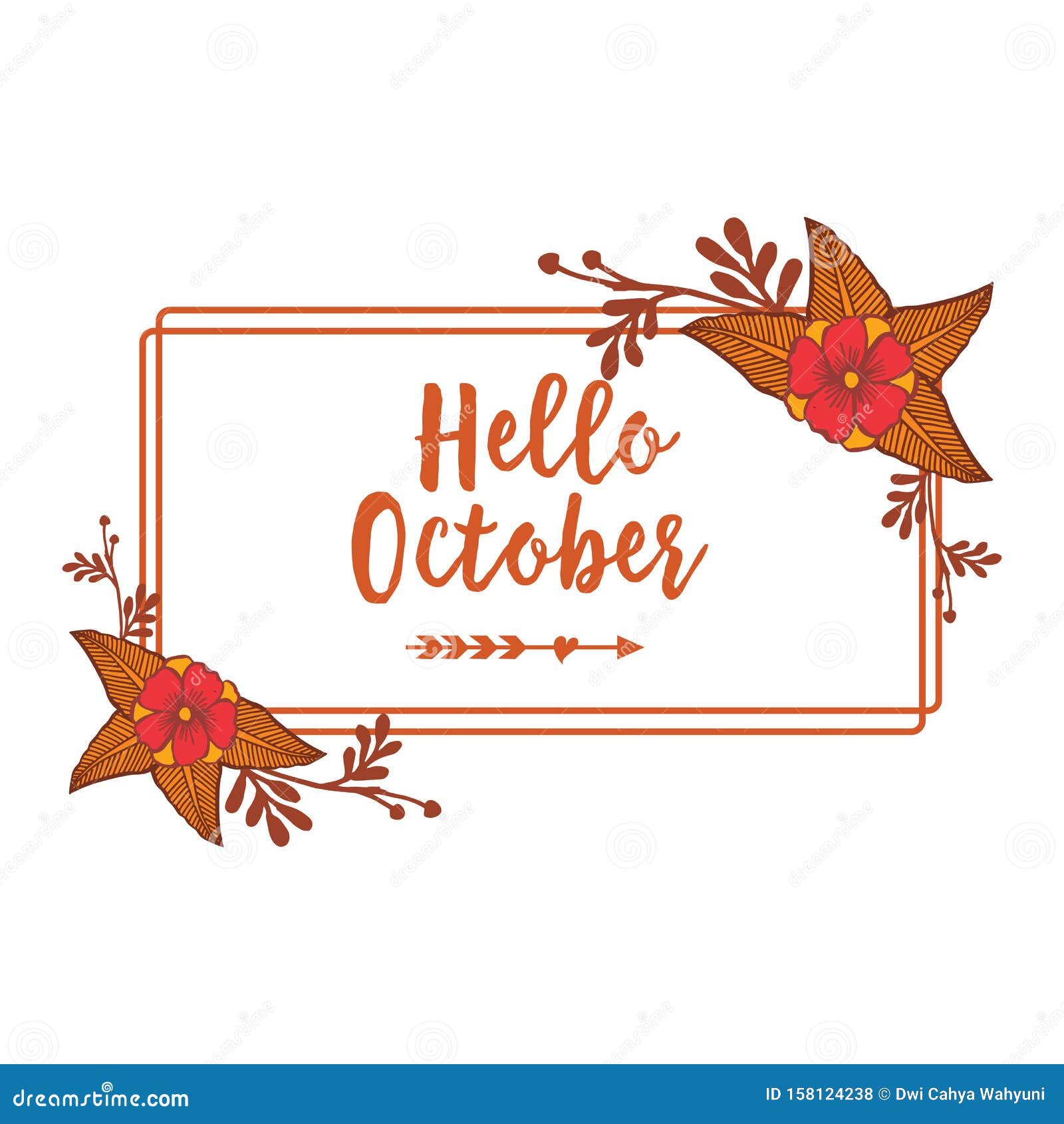 Various Motif of Leaf Flower Frame for Design Greeting Card Hello ...