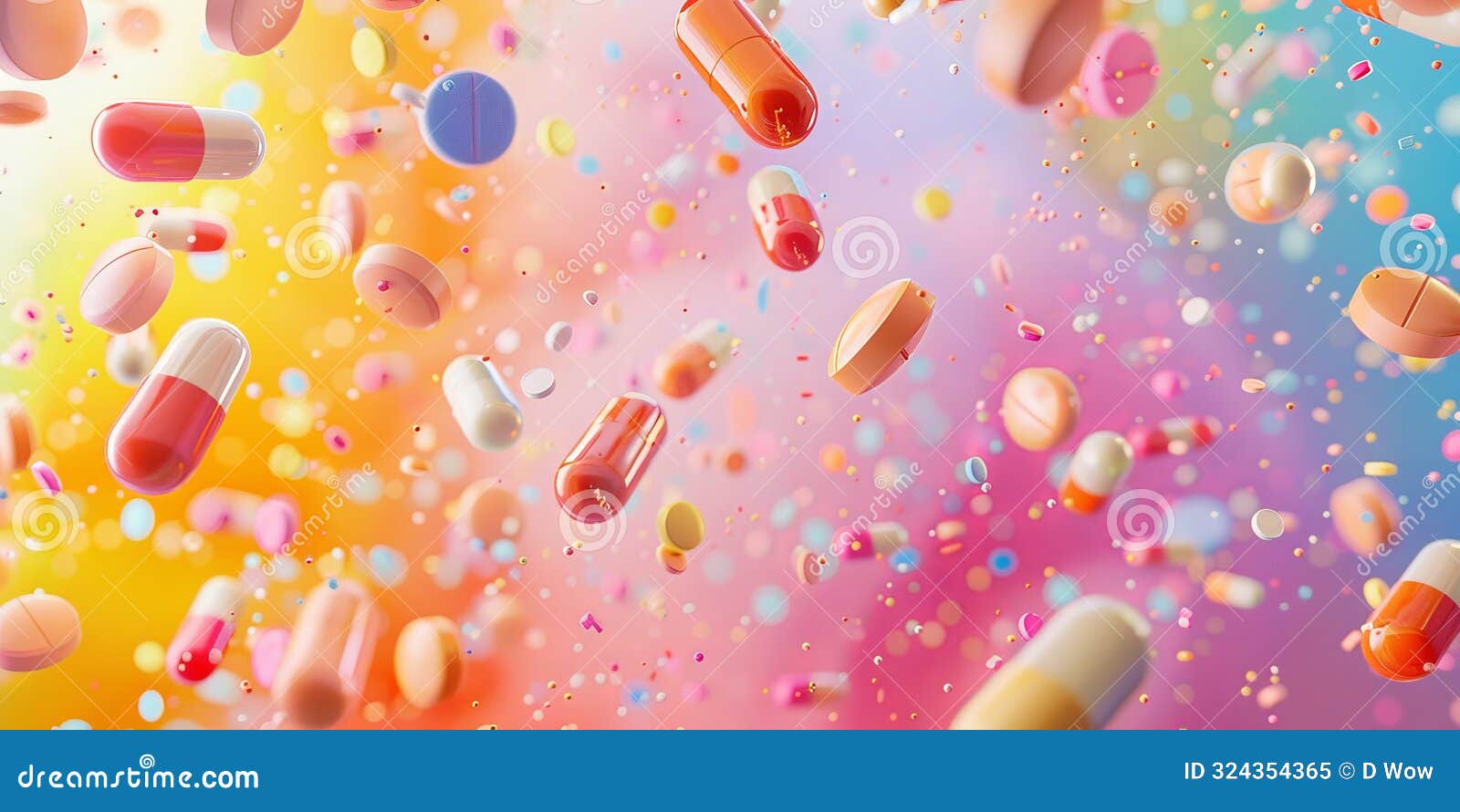 Various Multi-colored Tablets Levitate on a Bright Background Stock ...