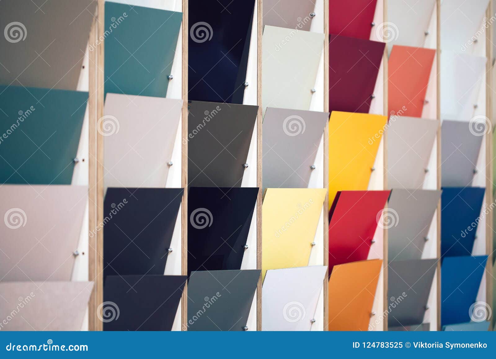 Various Samples of Different Materials on Market Showcase. Stock Image ...