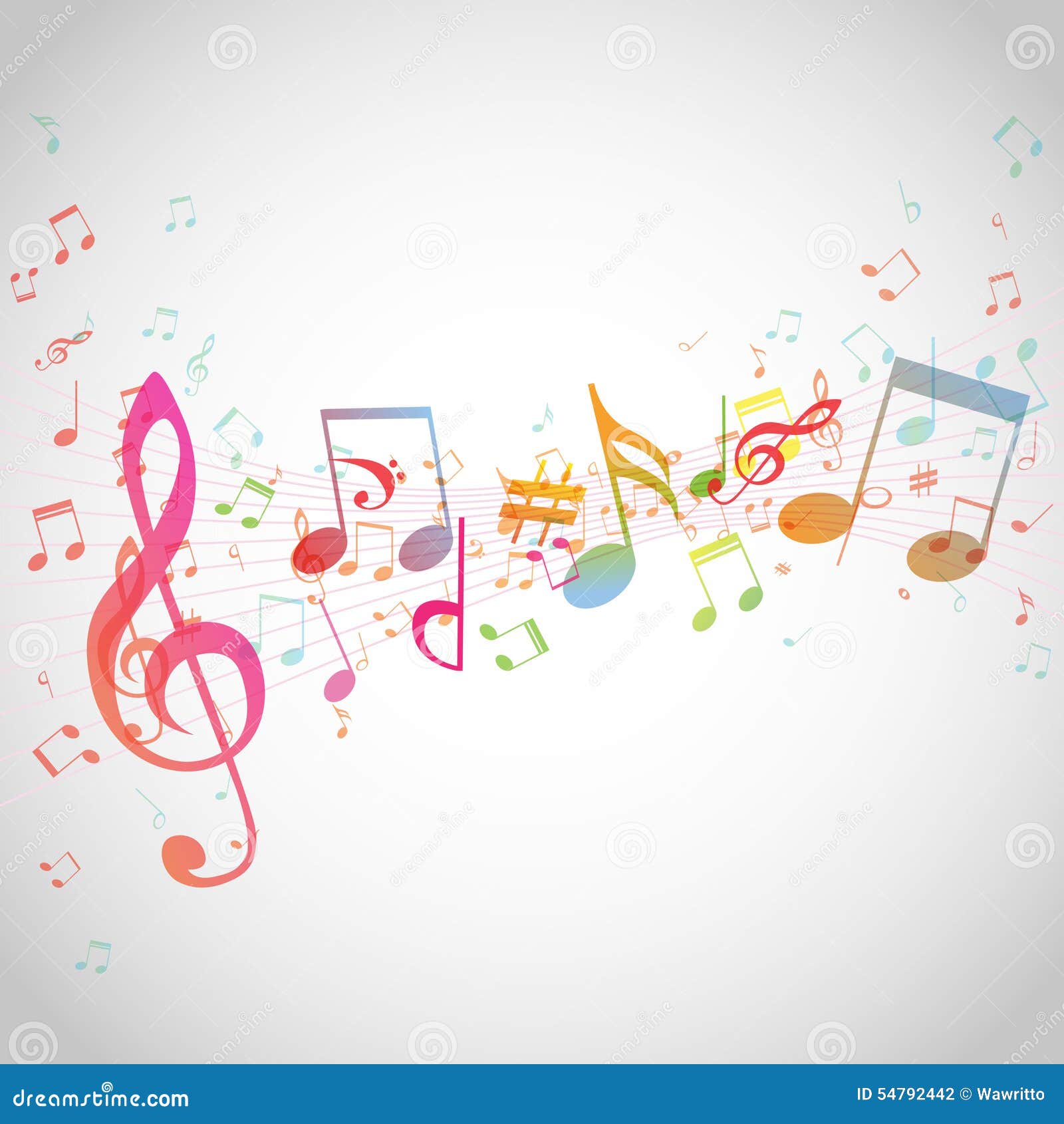 Various Music Notes On Stave, Cartoon Vector | CartoonDealer.com #36948293