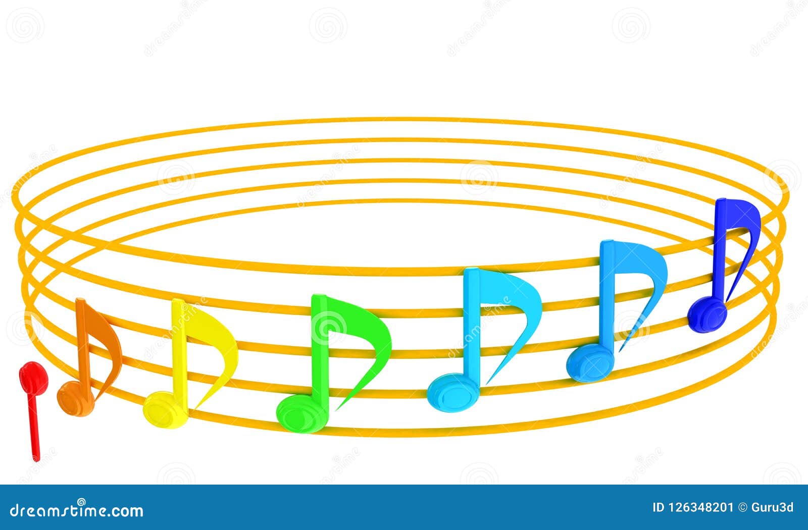 Various Music Notes on Stave Stock Illustration - Illustration of ...