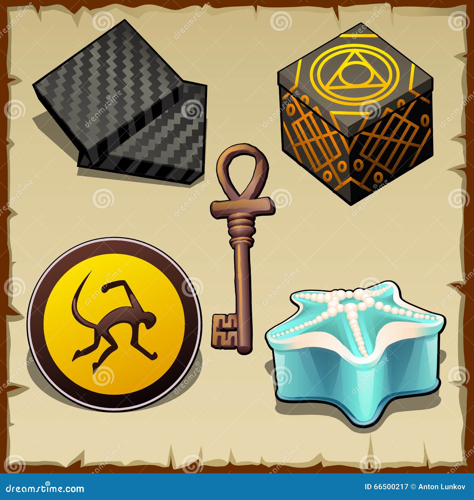 Various Mysterious Objects from Boxes and Symbols Stock Vector ...