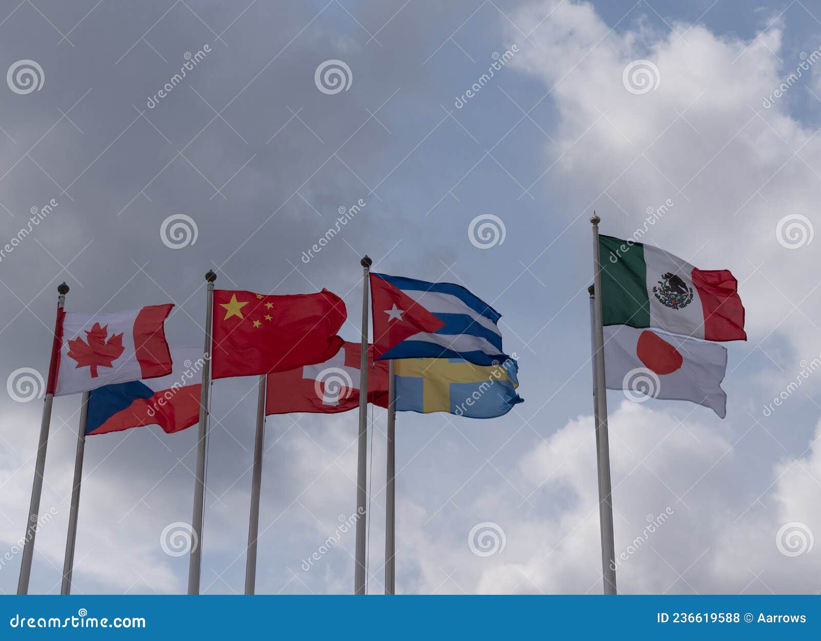 Various National Flags Countries Under a Blue Sky Stock Photo - Image ...