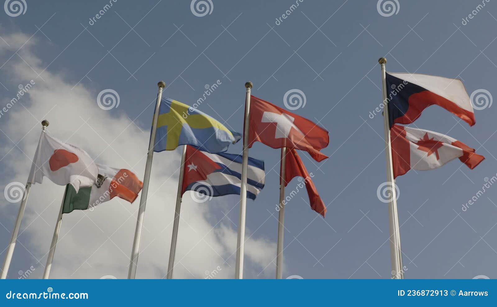 Various National Flags Countries Under a Blue Sky Stock Video - Video ...