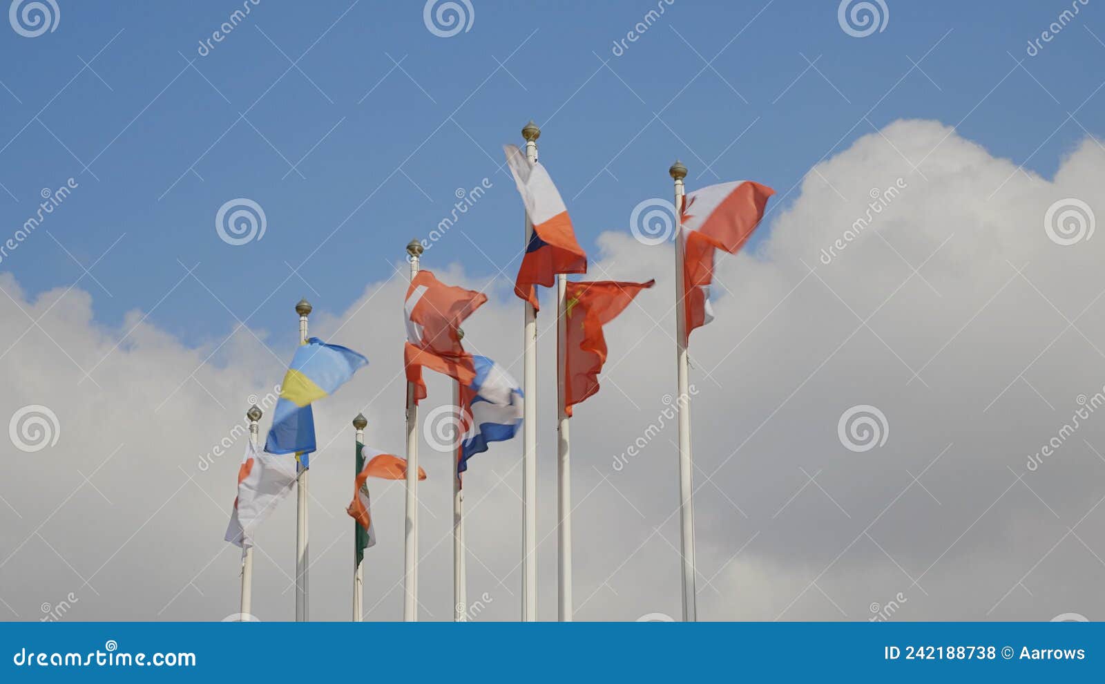 Various National Flags Countries Under a Blue Sky Stock Photo - Image ...