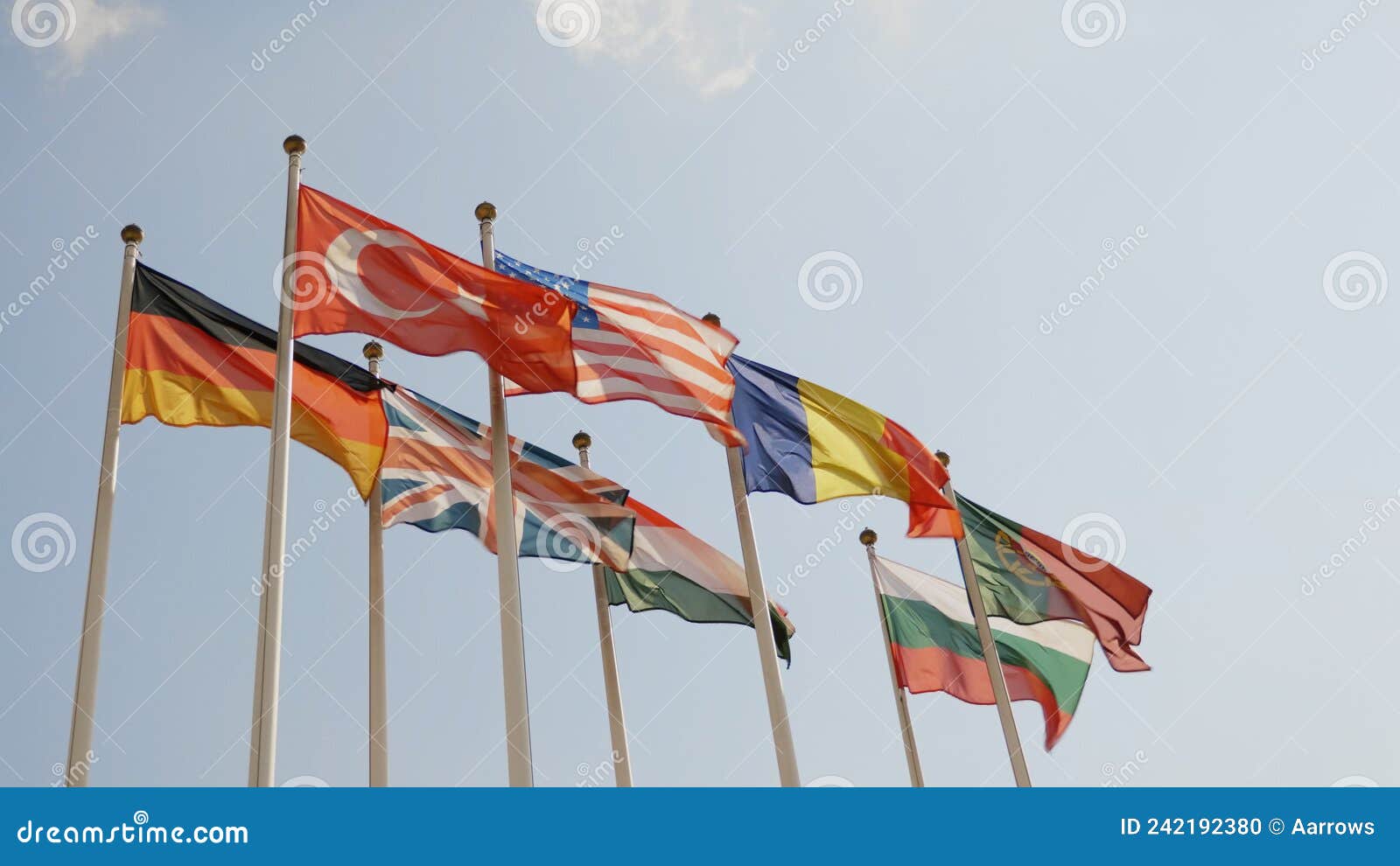 Various National Flags Countries Under a Blue Sky Stock Photo - Image ...