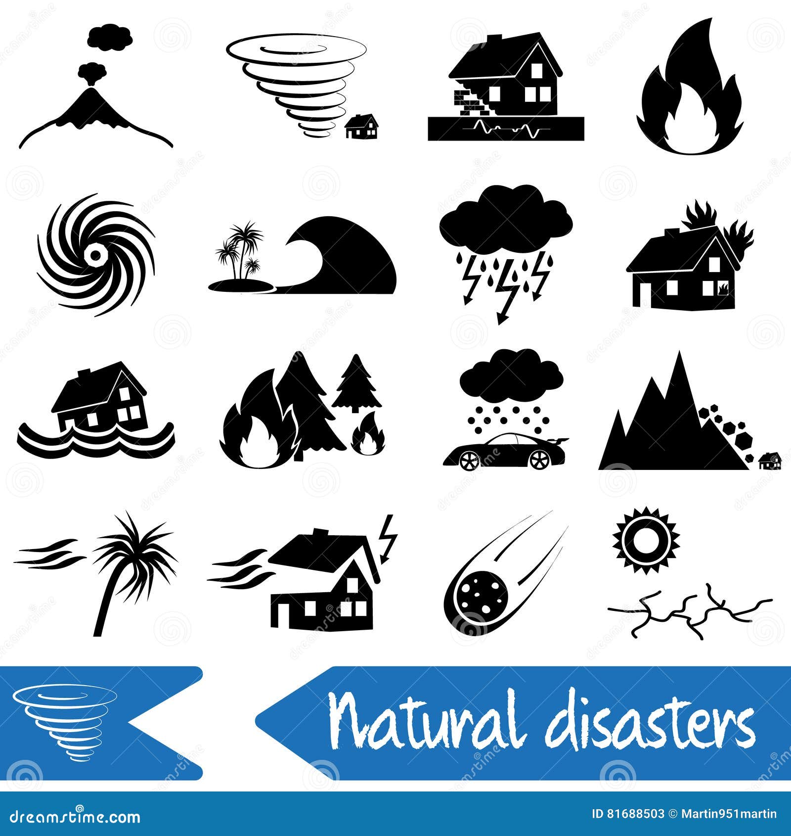 Various Natural Disasters Problems In The World Stickers Icons Eps10 ...