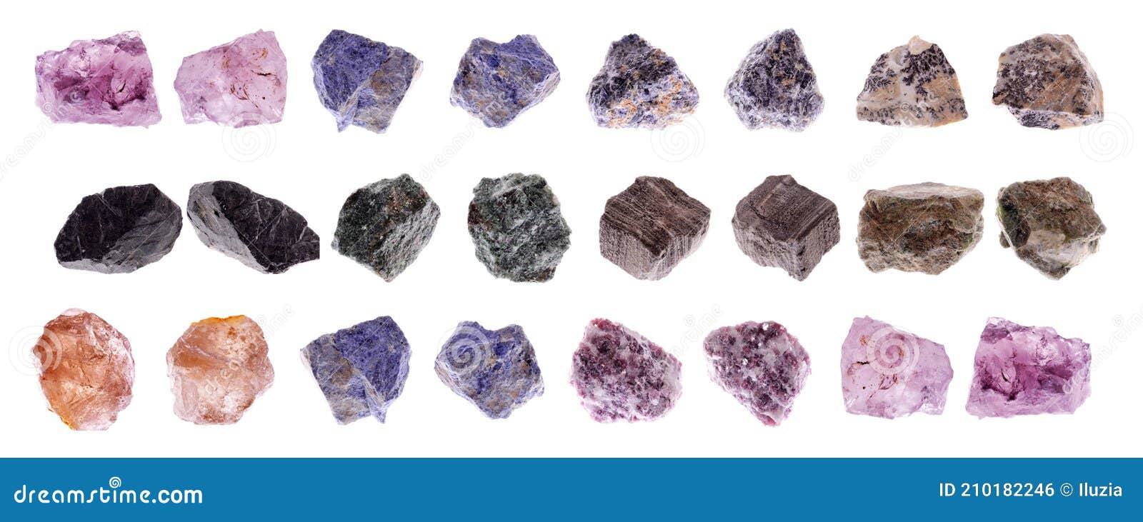 Various Natural Mineral Specimens, Gemstones Isolated on White Stock ...