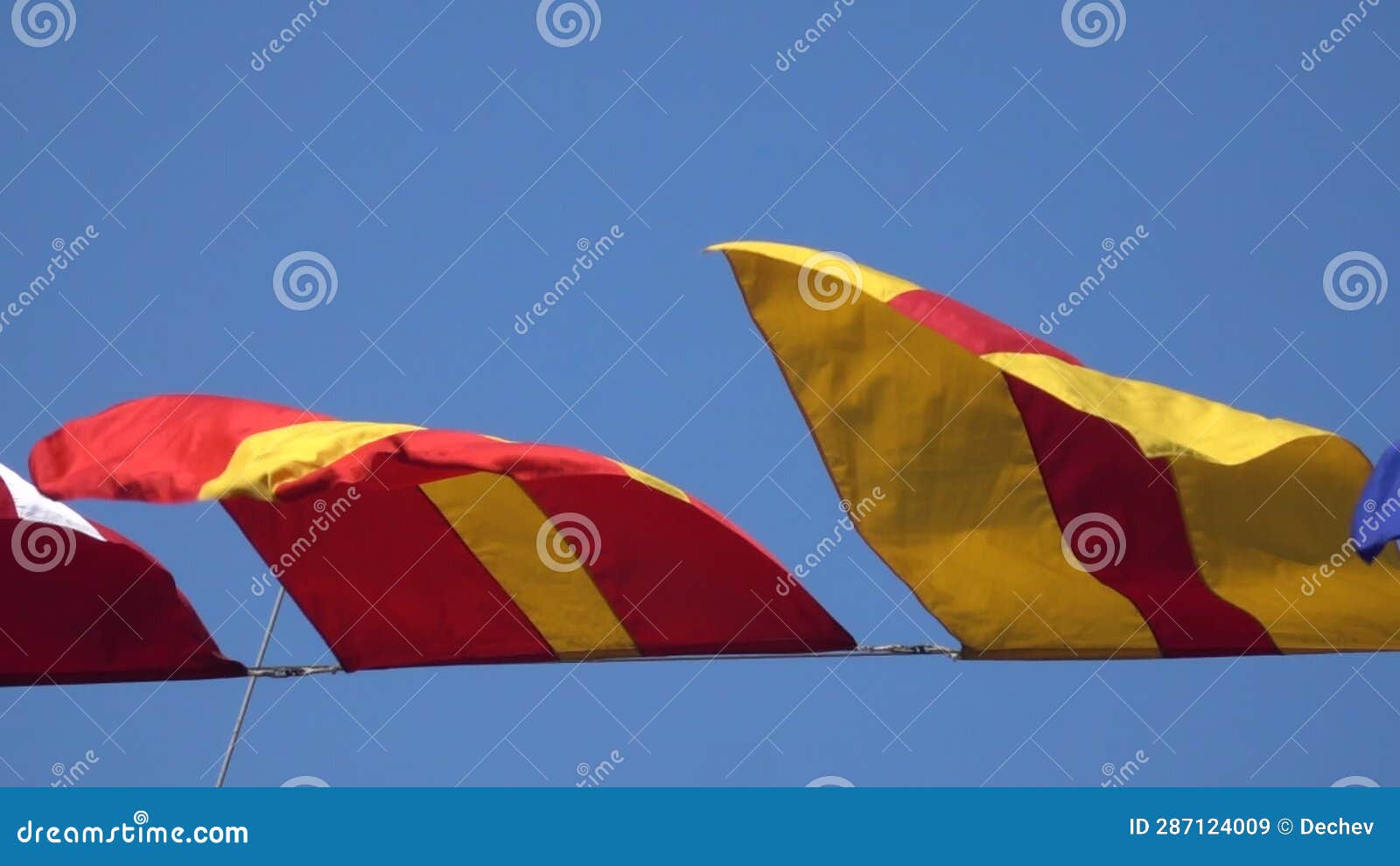 Various Nautical Flags Tied Together with Rope, Ship Flags Signals ...