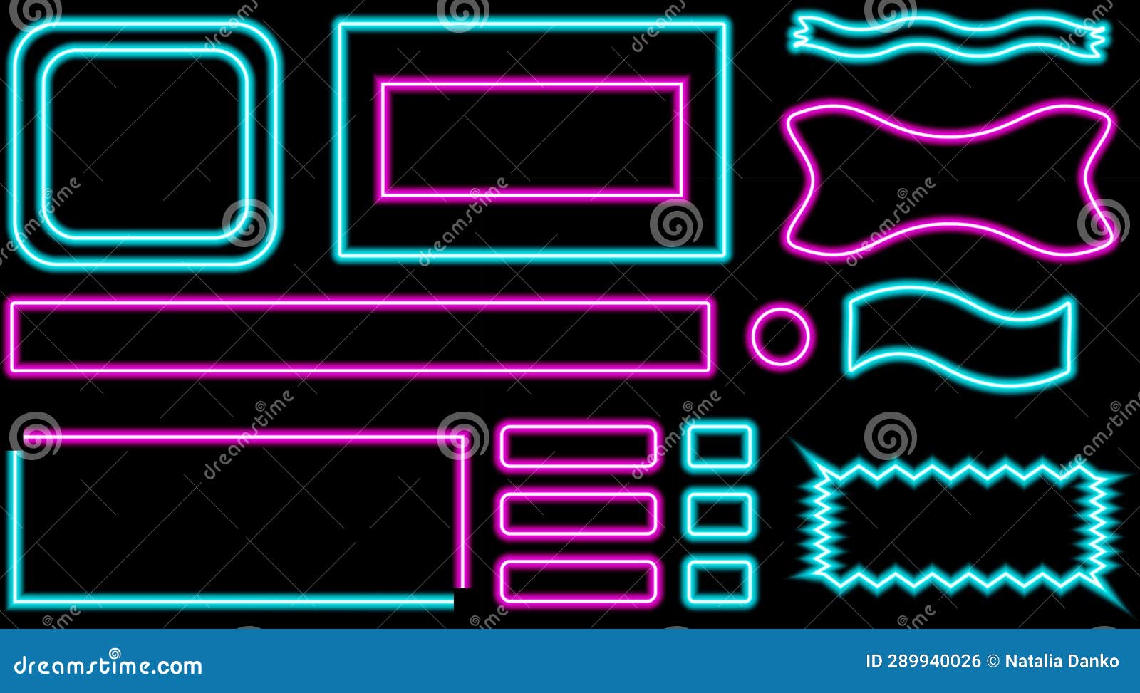 Various Neon Shapes on a Black Background Stock Photo - Image of ...
