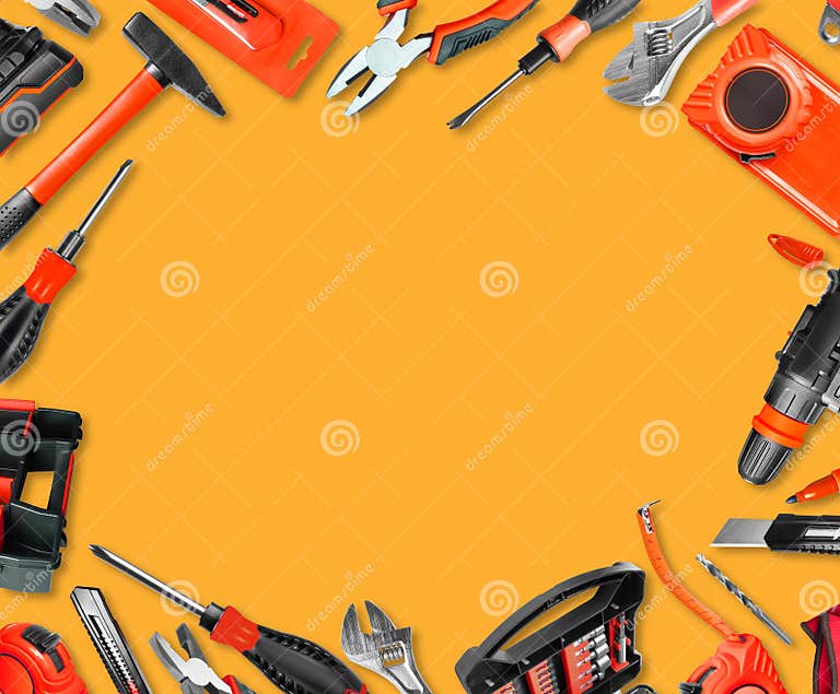 Various New Construction Tools for Work with Place for Inscription on a ...