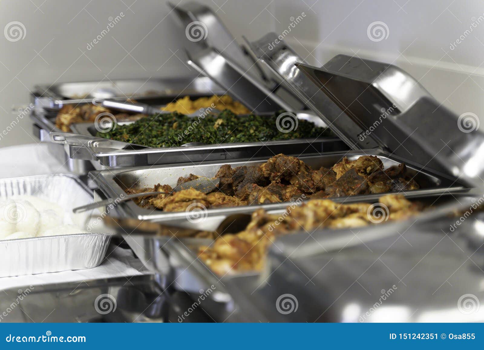 Various Nigerian Dishes on Buffet at Party Stock Image - Image of meat ...