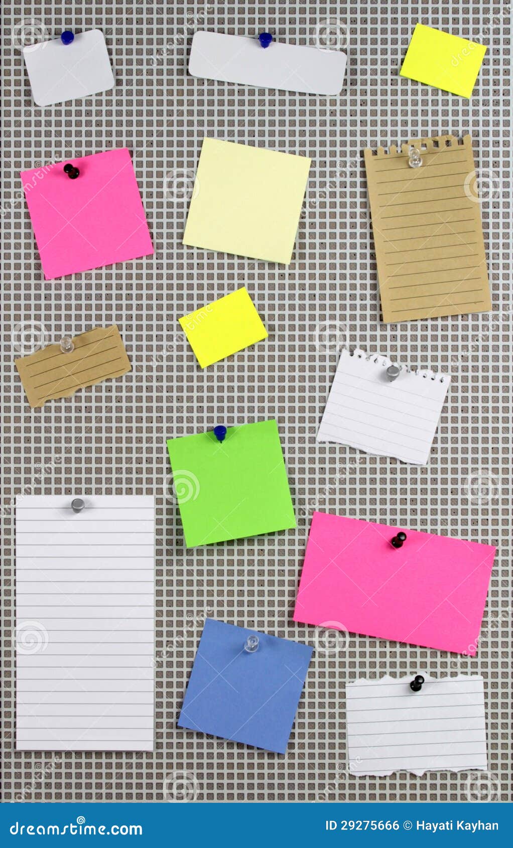 Various Note Papers on a Notice Board Stock Photo - Image of ...