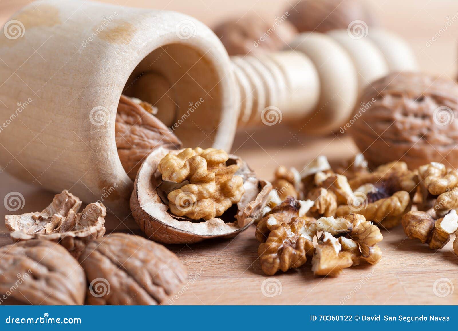 Various Nuts With A Broken Shell On Rustic Wood Stock Photo - Image of ...