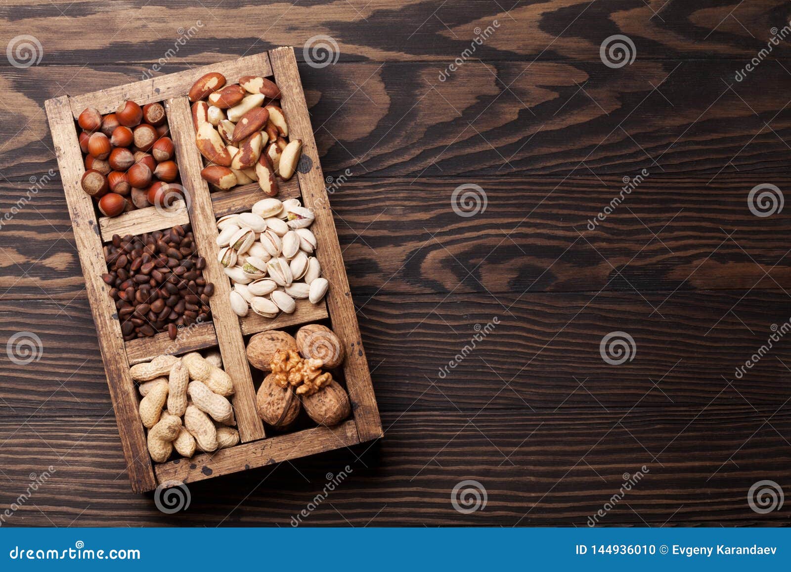 Various nuts selection stock photo. Image of fruit, brown - 144936010