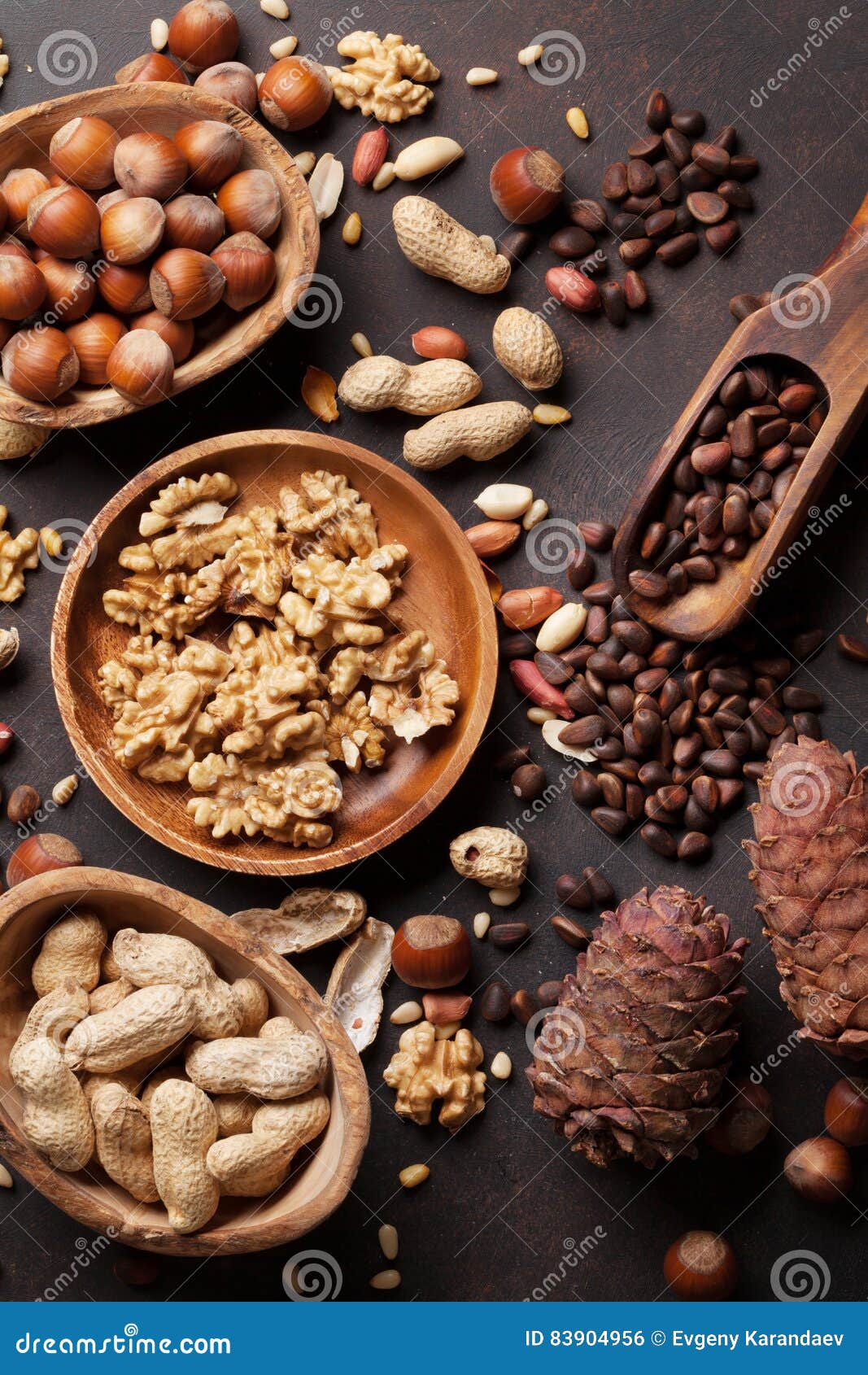 Various Nuts on Stone Table Stock Photo - Image of dried, nuts: 83904956