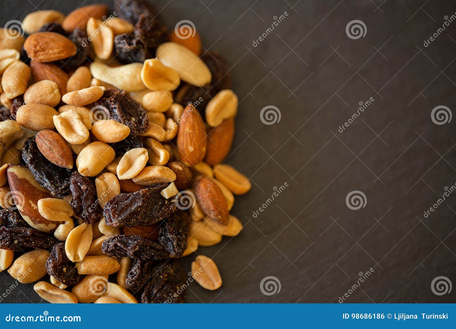 Various Nuts on Stone Table. Top View Stock Photo - Image of fruits ...