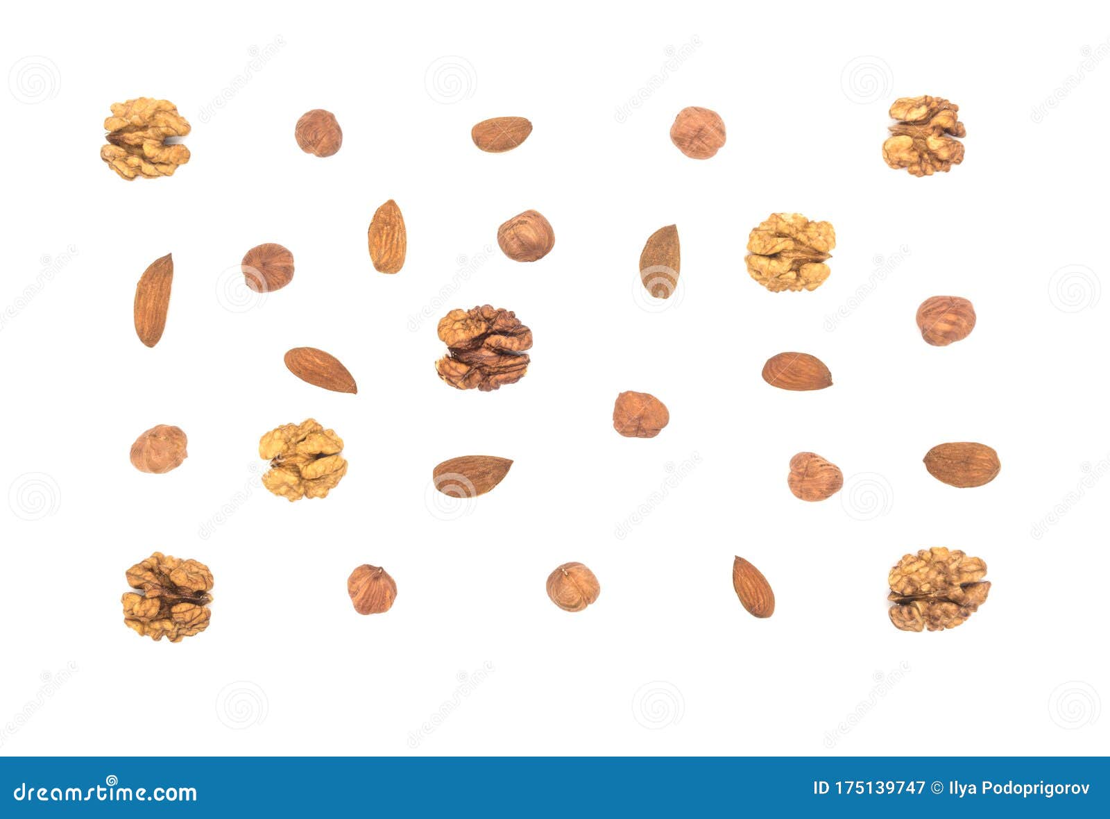 Various Nuts on White Background Stock Image - Image of almonds ...