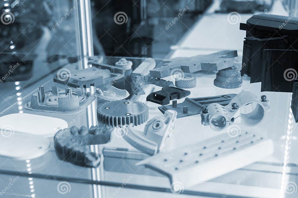 Various Objects Printed 3D Printer from Molten Plastic Powder ...