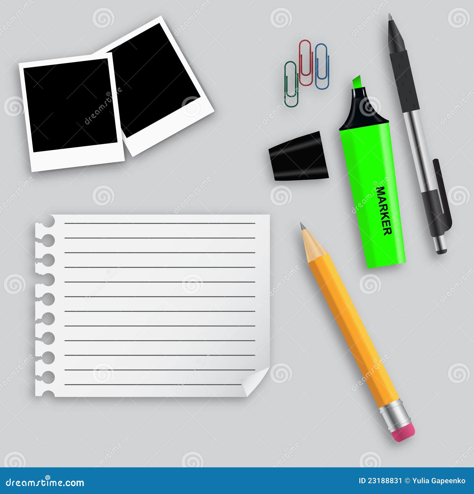 Various Office Supplies Illustration Stock Vector - Illustration of ...