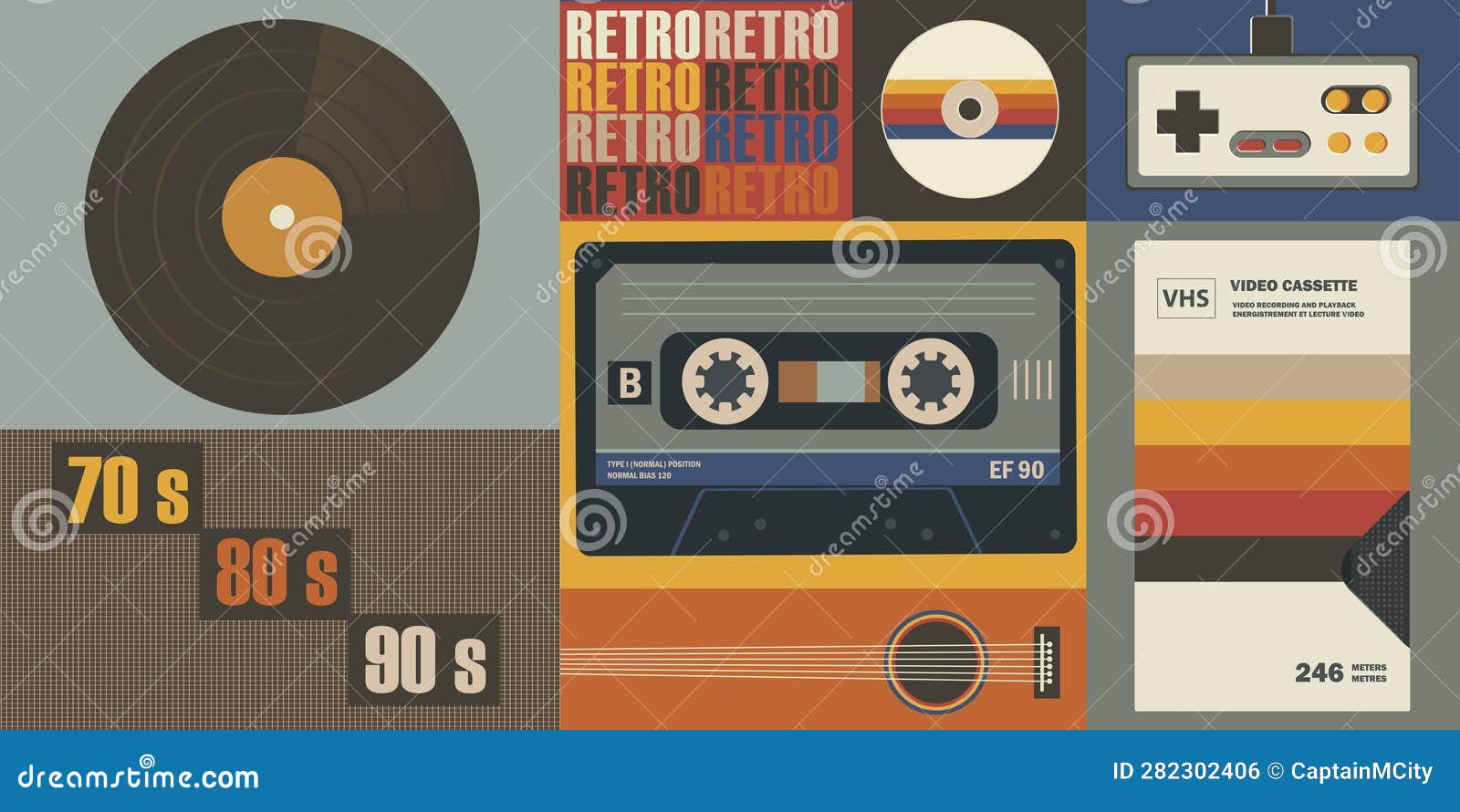 Various Old-fashioned Items on a Retro Background. Concept Retro or ...