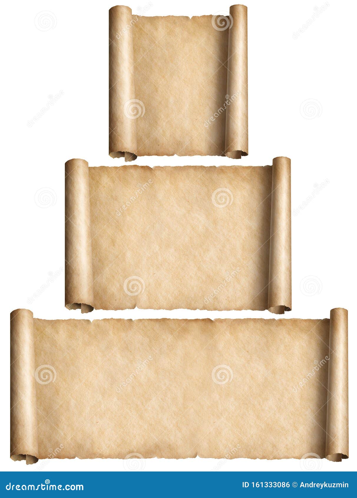 Various Old Paper Scrolls Set Isolated on White Stock Photo - Image of ...