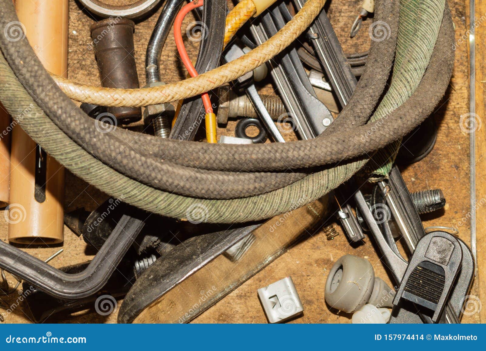 Various Old Rusty Tools in the Box. Chaos of Working Things Stock Photo ...