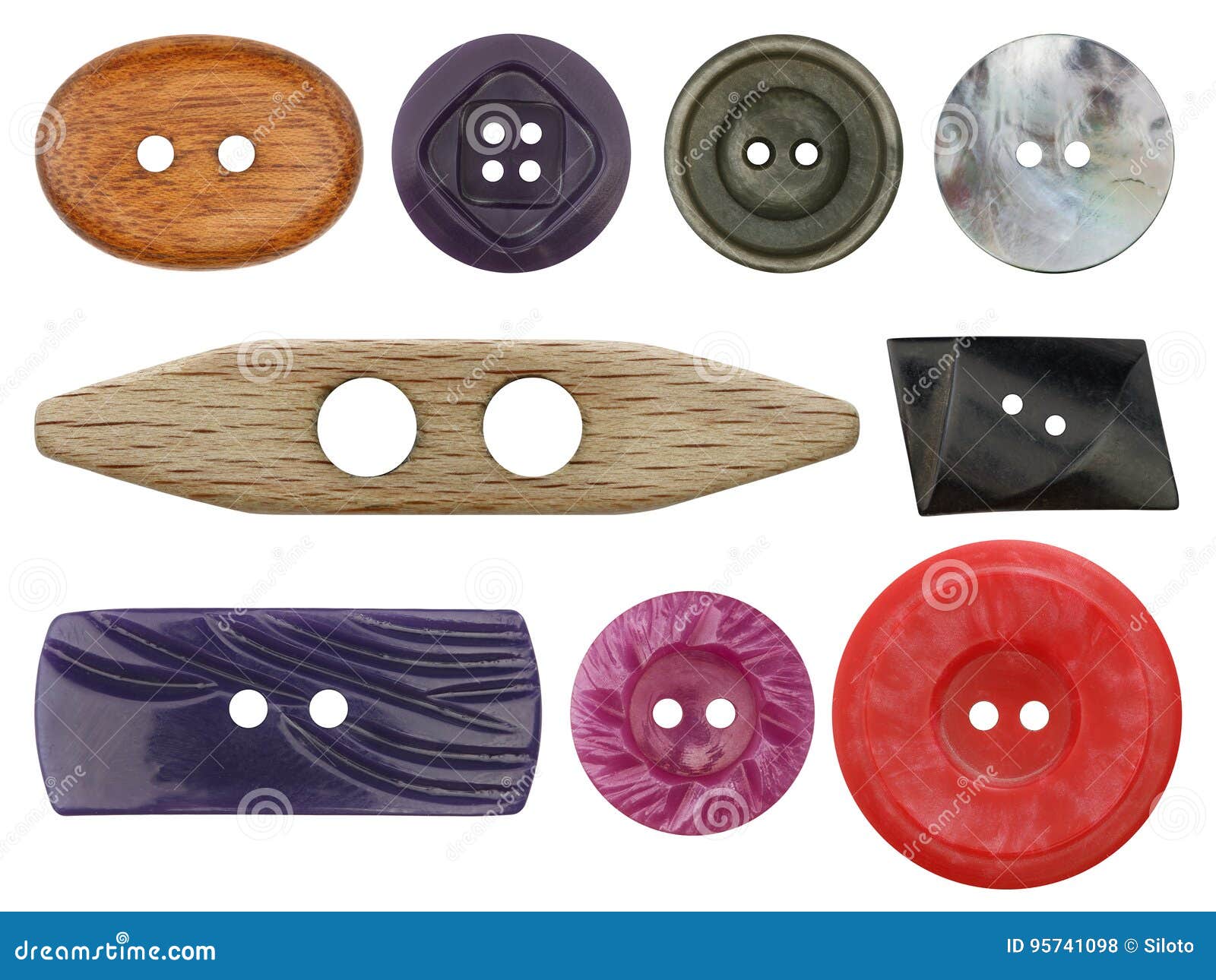 Various Old and Used Buttons on White Background Stock Photo - Image of ...