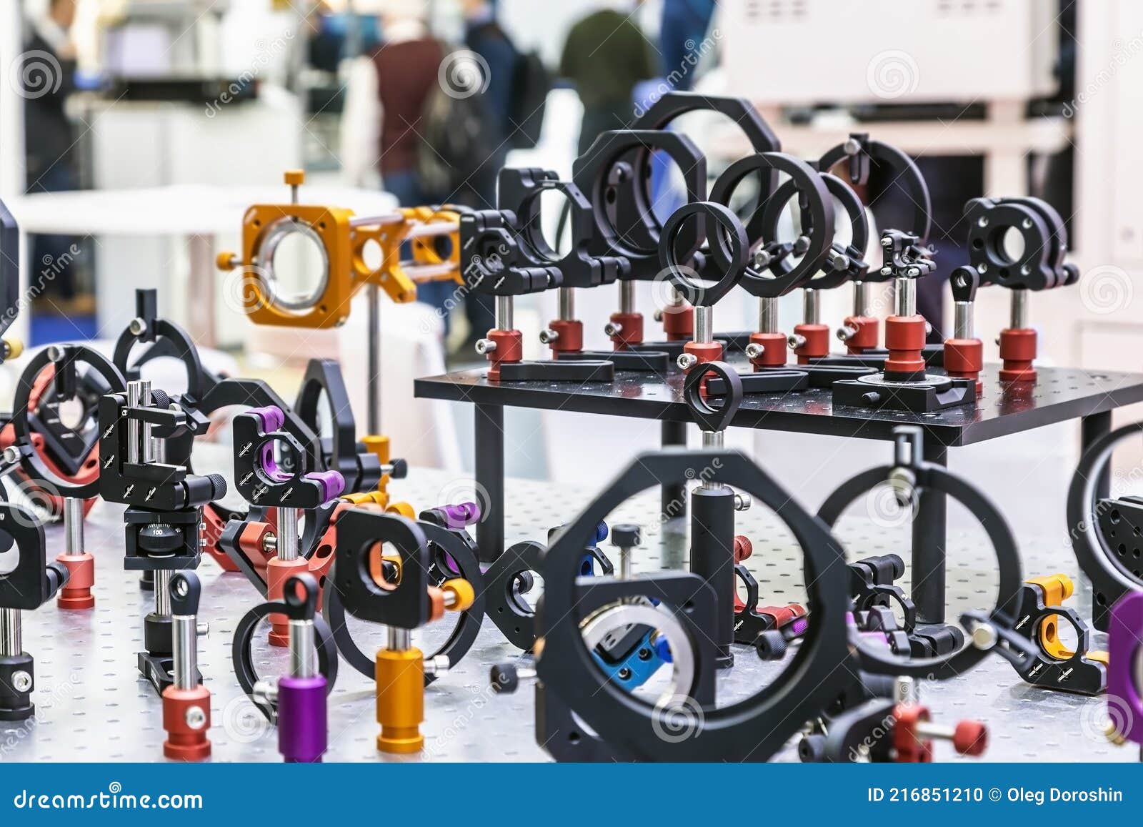 Various Optics and Laser Holders and Motorized Positioners Stock Photo ...