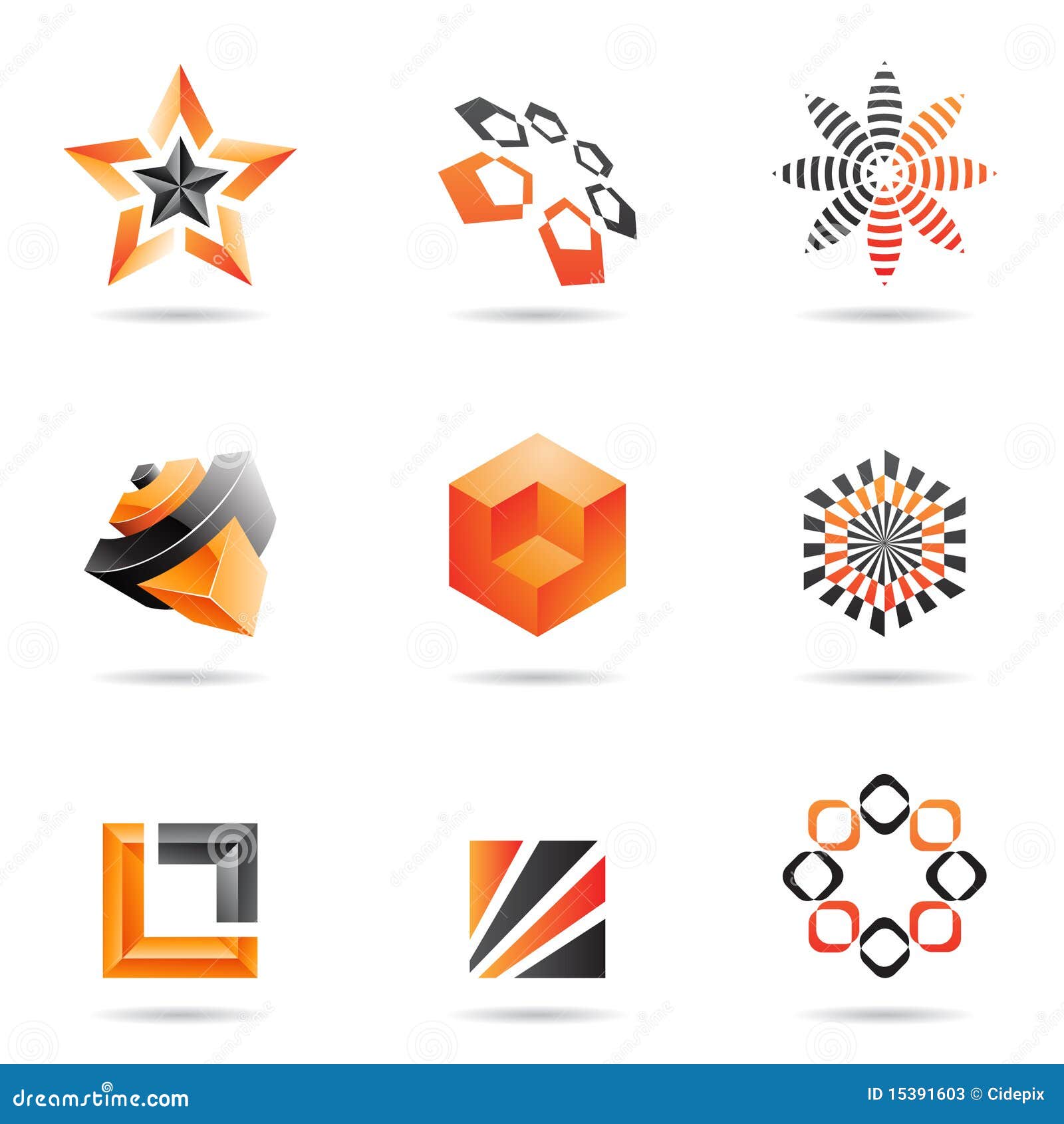 Various Orange Abstract Icons, Set 2 Stock Vector - Illustration of ...
