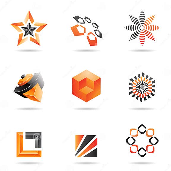 Various Orange Abstract Icons, Set 2 Stock Vector - Illustration of ...