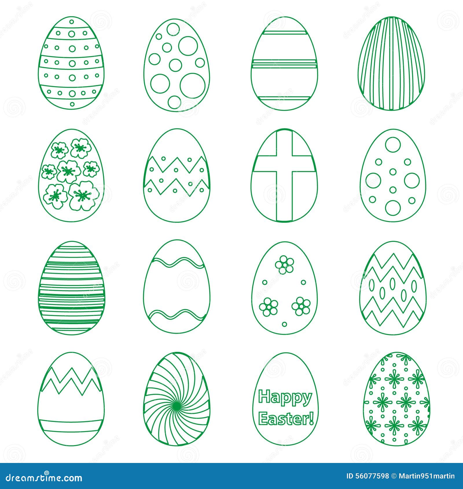 Various Outline Easter Eggs Design Collection Eps10 Stock Vector ...