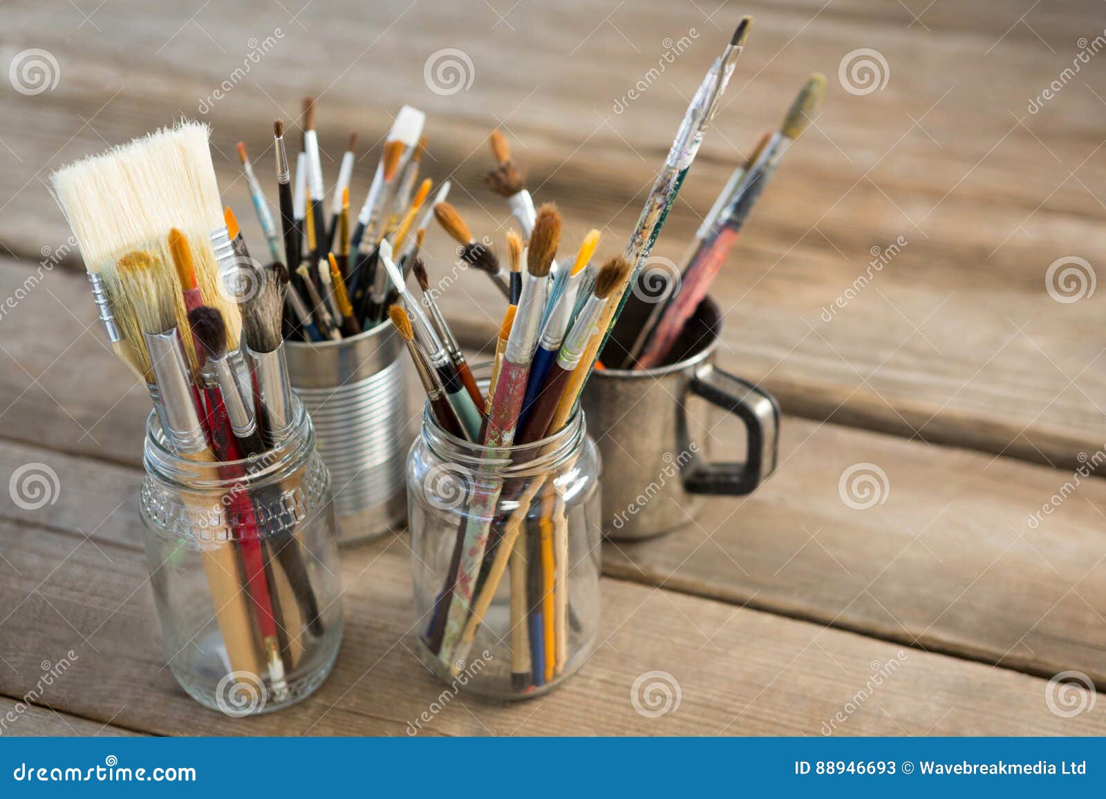 Various Paintbrush in Container Stock Image - Image of glass, hobby ...