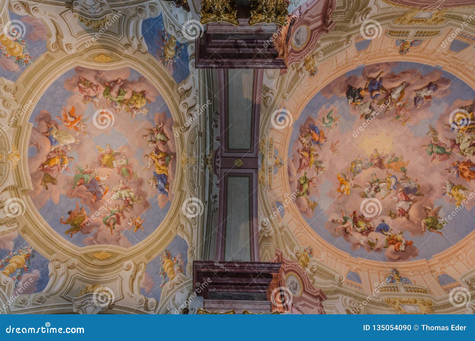 Various Paintings on the Ceiling of a Library Stock Photo - Image of ...