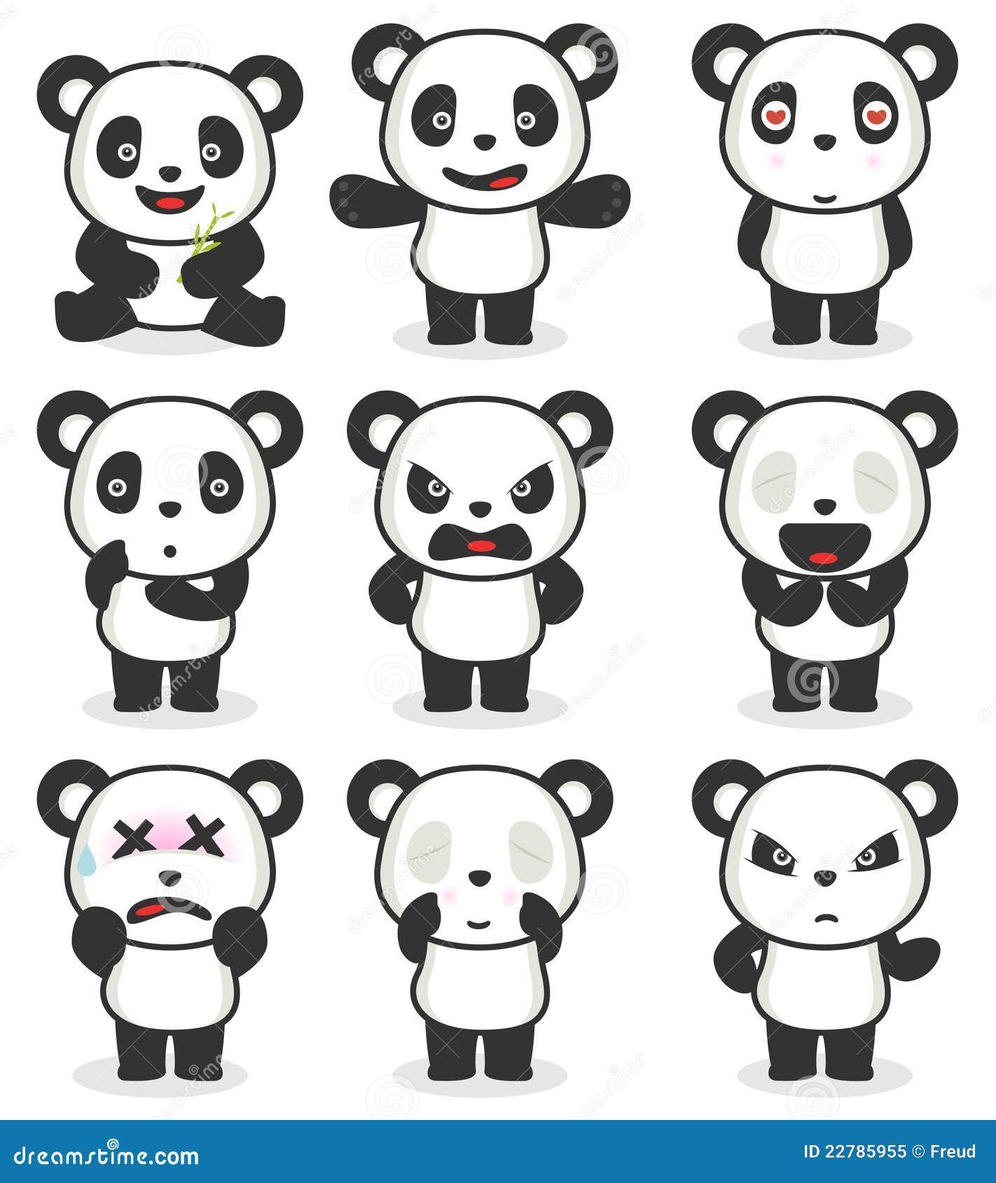 Various Panda Cartoon Character Stock Illustration - Illustration of ...