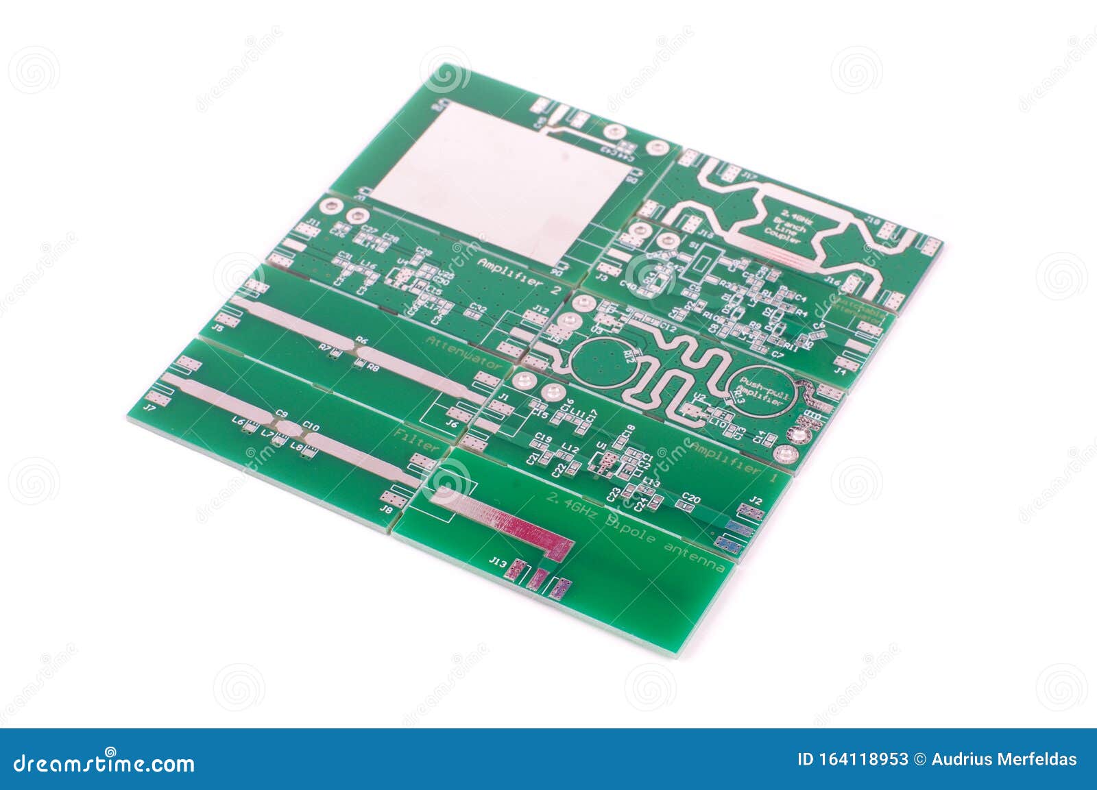 Various Panelised RF PCBs Isolated on the White Background Stock Image ...