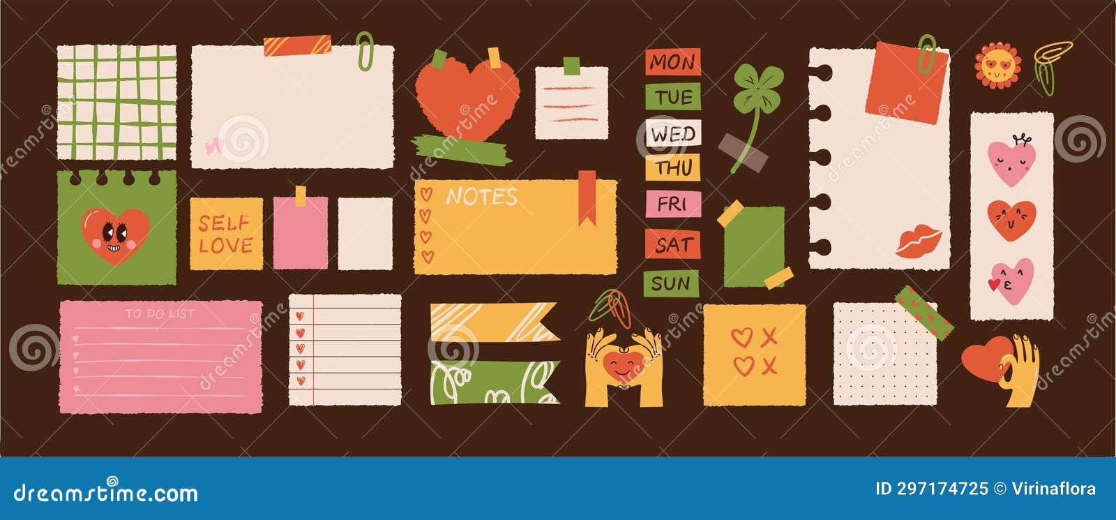 Various Paper Notes on Stickers. Information Board with Blank Paper ...