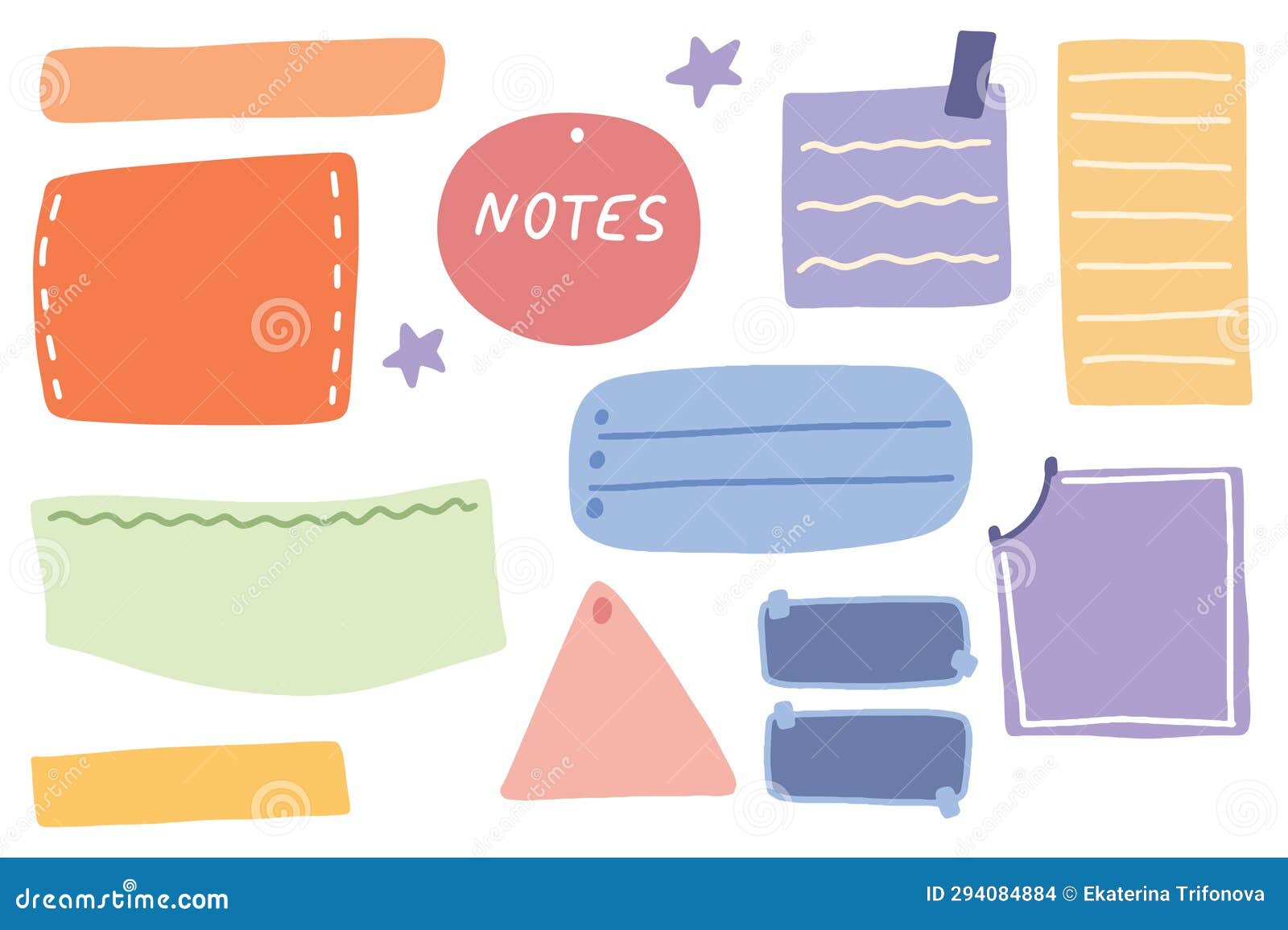 Various Paper Notes on Stickers. Information Board with Blank Paper ...