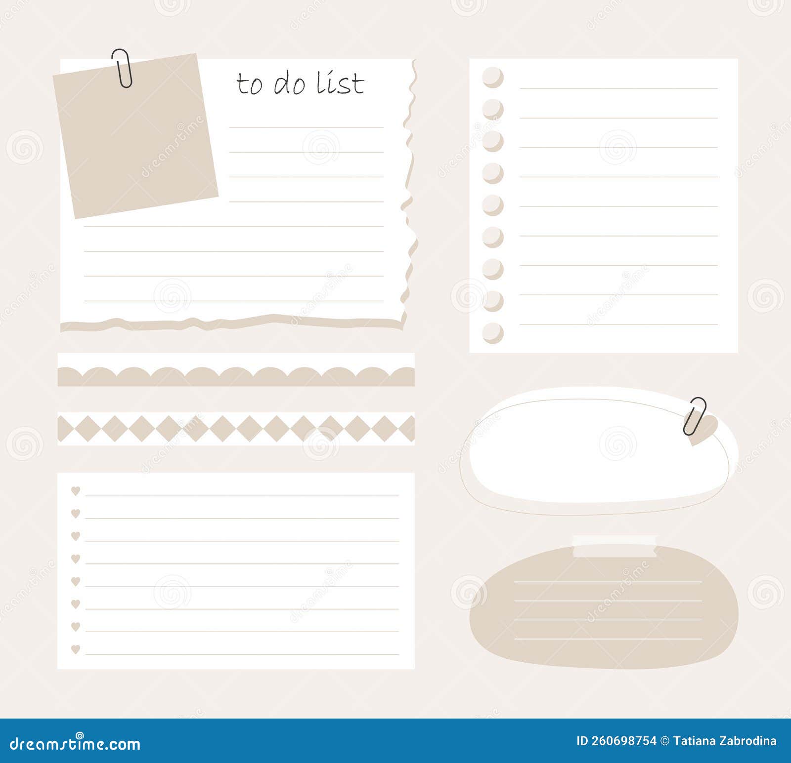 Cute memo template. stock vector. Illustration of checklist - 260698754
