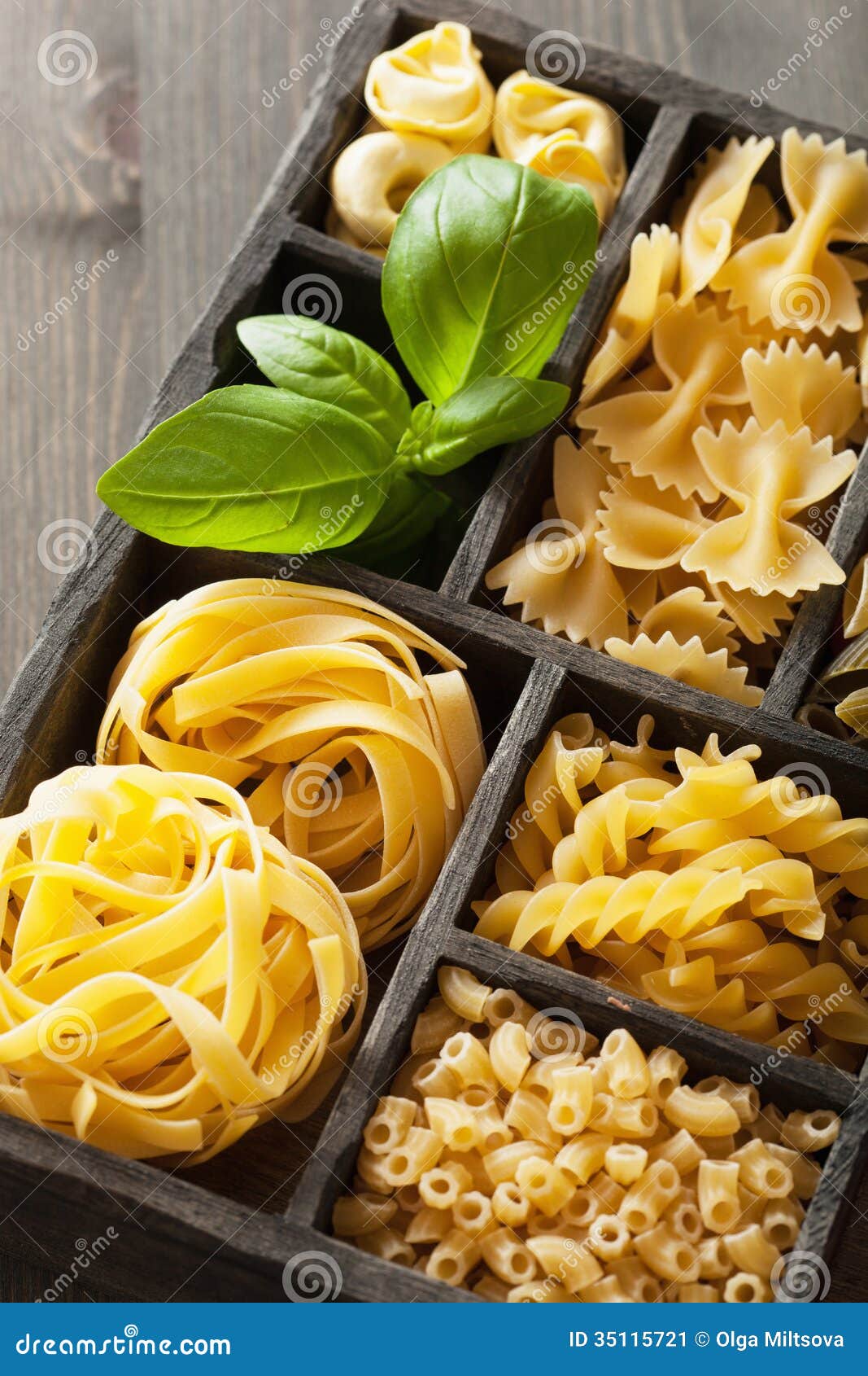 Various Pasta in Black Wooden Box Stock Image - Image of healthy, pasta ...