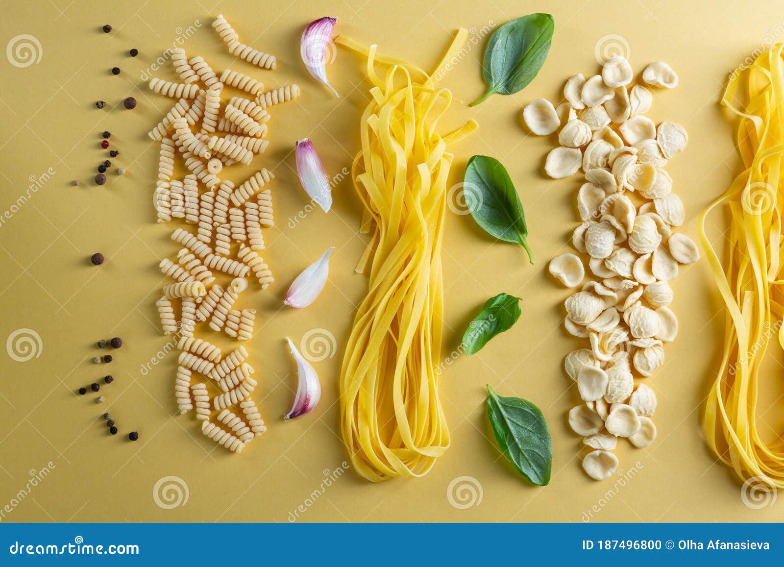 Various Pasta and Ingredients Top View Stock Photo - Image of recipe ...