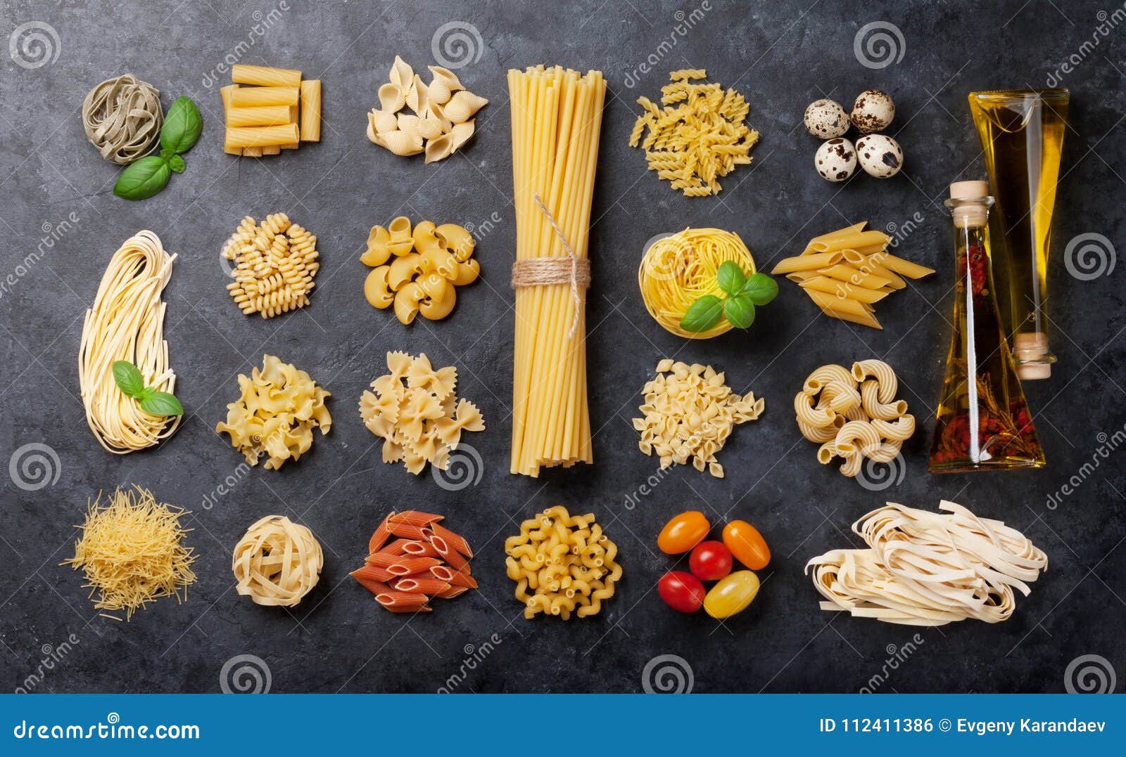 Various pasta stock photo. Image of rustic, penne, meal - 112411386